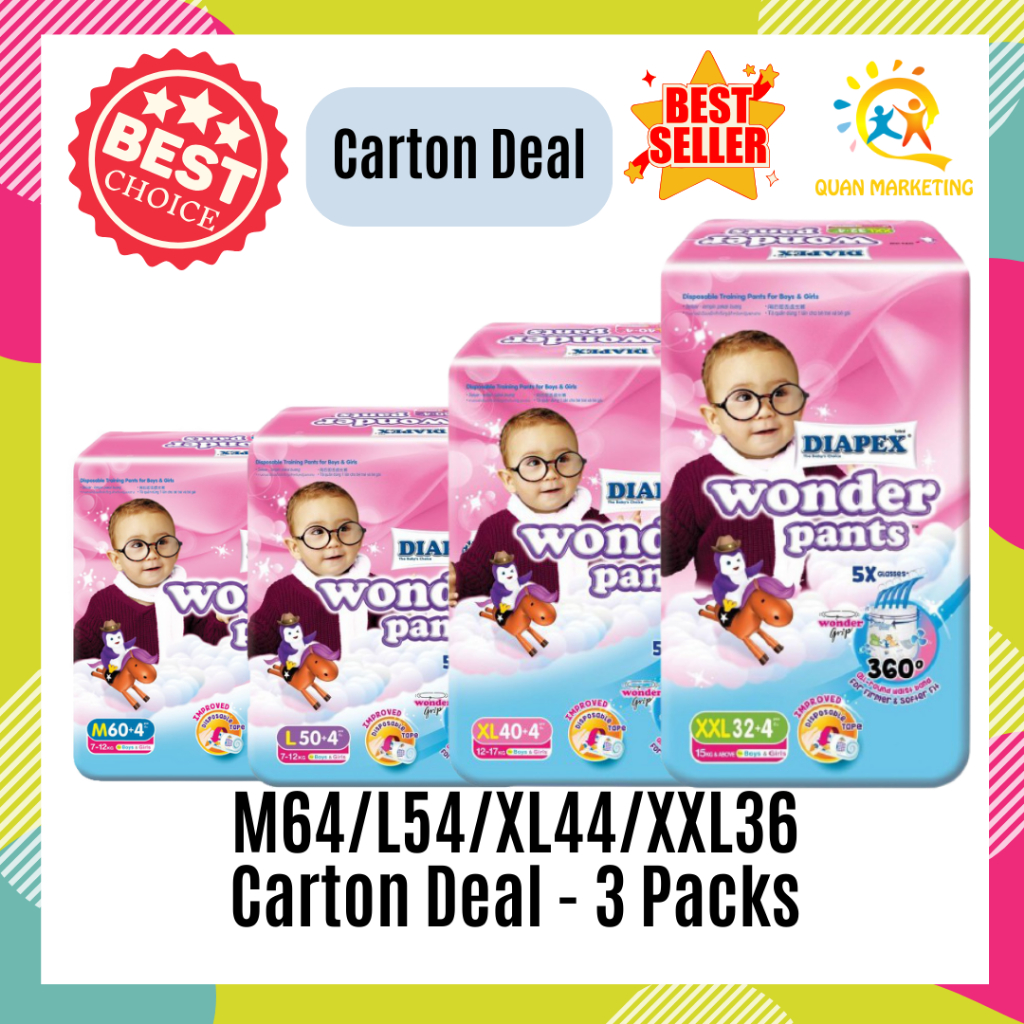 Diapex Wonder Pants Mega Pack [3 Packs] - M64/L54/XL44/XXL36 | Shopee ...