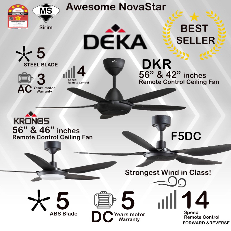 DEKA (New 2025) F5DC Pro46”/ 56" inches / SCX56 Pro 56" DC motor Remote ...
