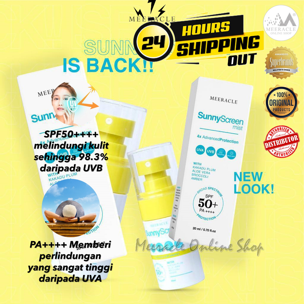 💯 MEERACLE Sunscreen SunnyScreen Mist Sunscreen SPF50 PA++++ Untuk ...