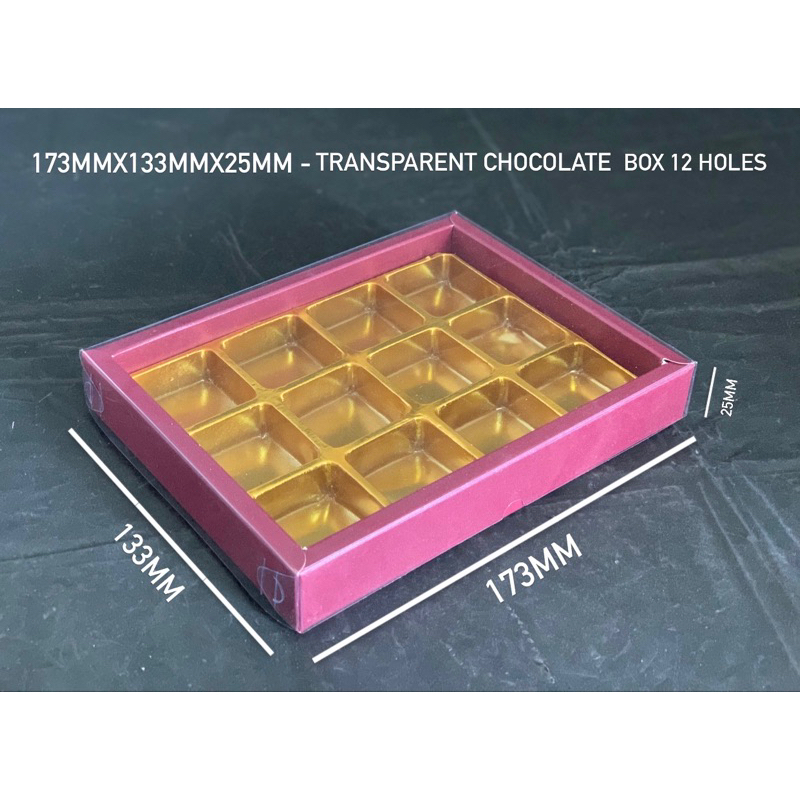 transparent chocolate box 12 holes/kotak chocolate/kotak gula-gula ...