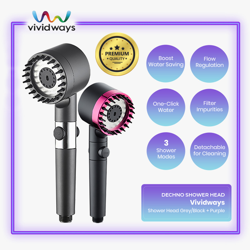 K2 VIVIDWAYS DECHNO TURBOCHARGED SHOWER HEAD GREY/BLACK & PURPLE COLOR ...