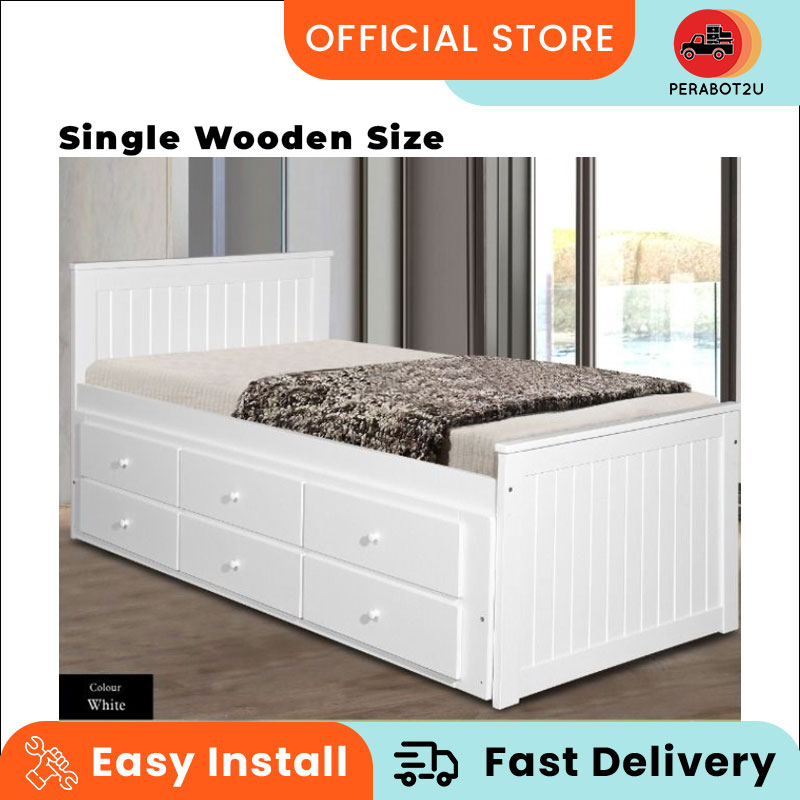 P2U XL Single Wooden Bed/Solid Wood Single Bed/Katil Kayu Bujang/ Export Quality / Bed Room ...