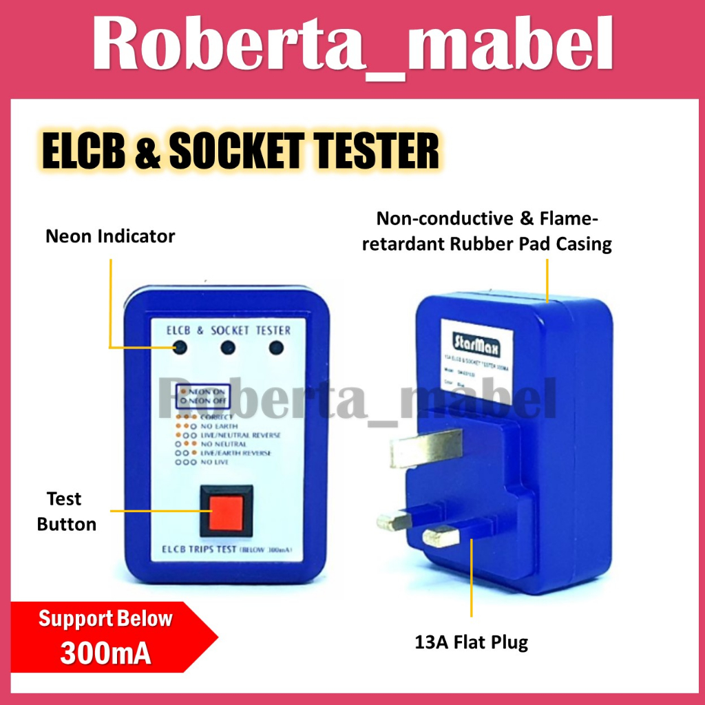 ELCB TRIPS & SOCKET TESTER TEST POWER SUPPLY SAFETY SM-ES1630 13 AMP ...