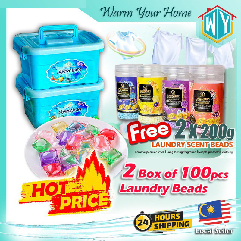 100pcs Laundry Beads Sabun viral Laundry Pods Detergent Gel Sabun basuh ...