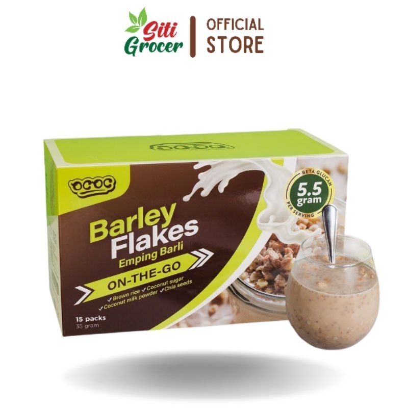 OCOC Barley Flakes Emping Barli Instant Cereal 15packs x 35g | Shopee ...