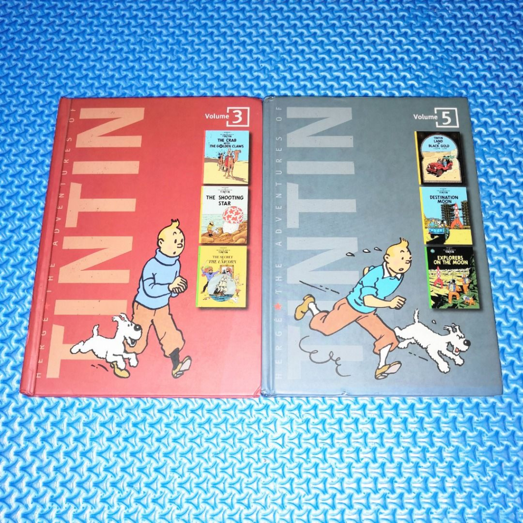 The Adventures of Tintin: 3 Complete Adventures in 1 Volume, Lot of 2 ...