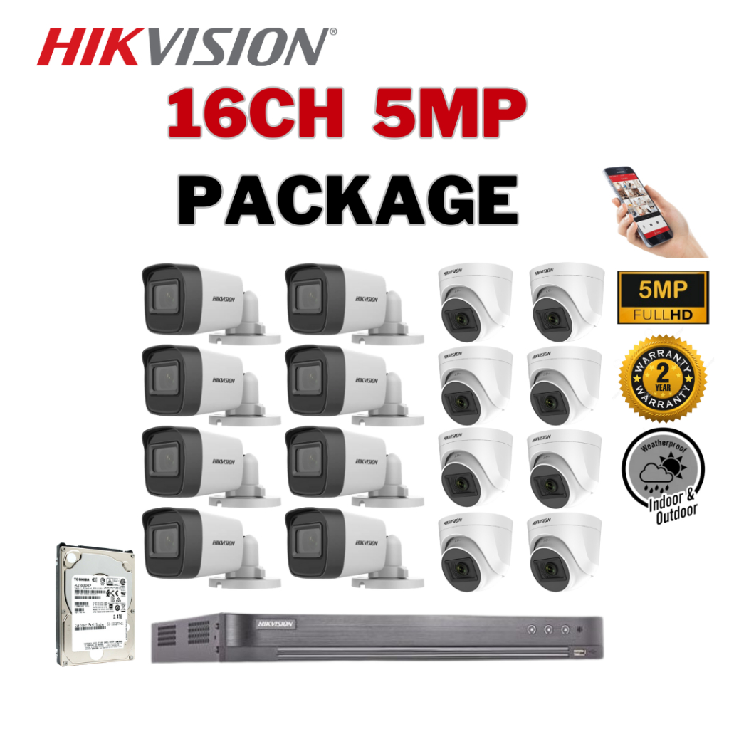 HIKVISION CCTV SET (World No.1) 16CH 5MP Hardisk iDS-7216HUHI-M2/X/DS-2CE16H0T-ITF/DS-2CE76H0T ...