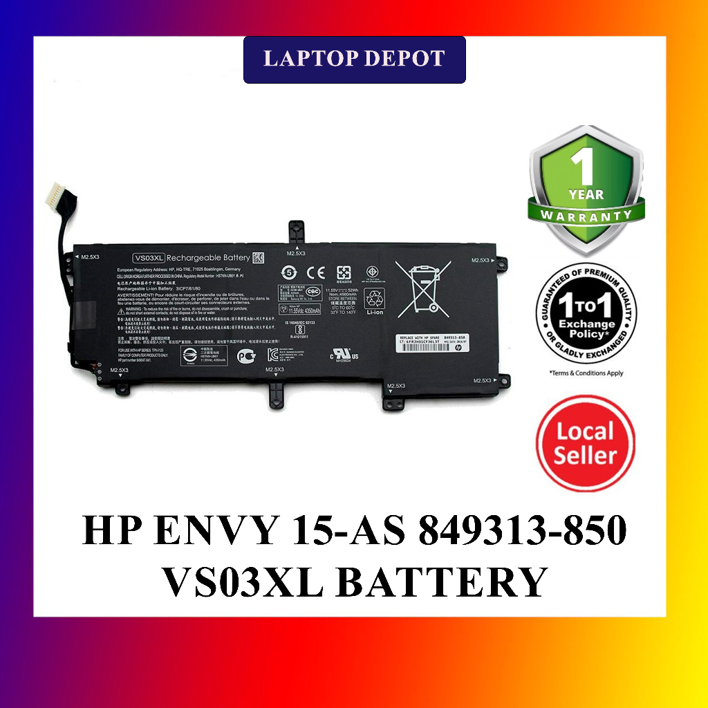 Hp Envy 15-AS VS03XL HSTNN-UB6Y 849313-850 11.55V 52Wh Original ...