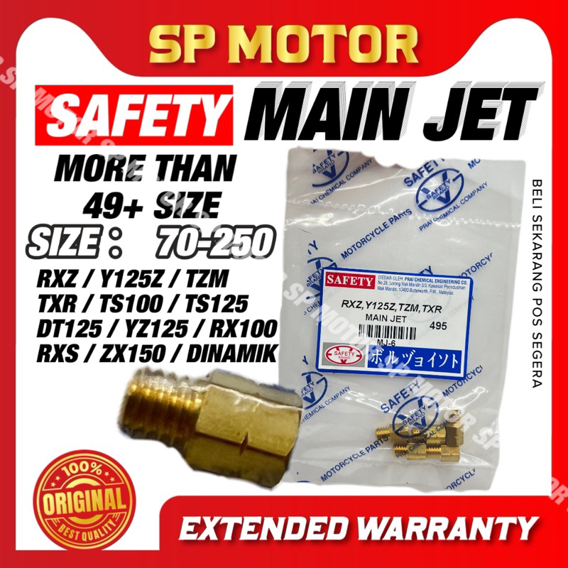 SAFETY MAIN JET RXZ TZM Y125 Y125z Y125zR RX100 RXS RXK DT125 YZ125 ...