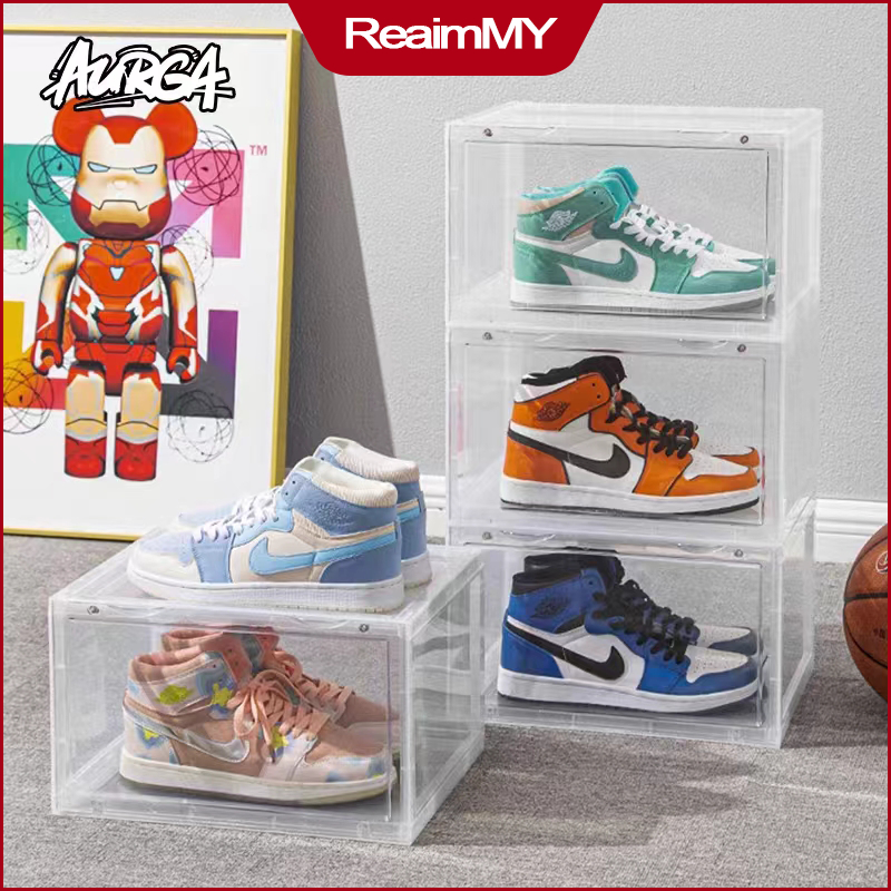 Stackable Full Transparent PP Plastic Shoes Box Shoebox Storage Kotak ...