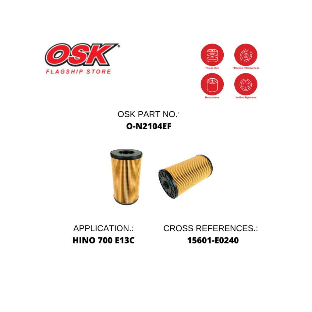 OSK OIL FILTER for HINO 700 E13C 15601-E0240 | Shopee Malaysia