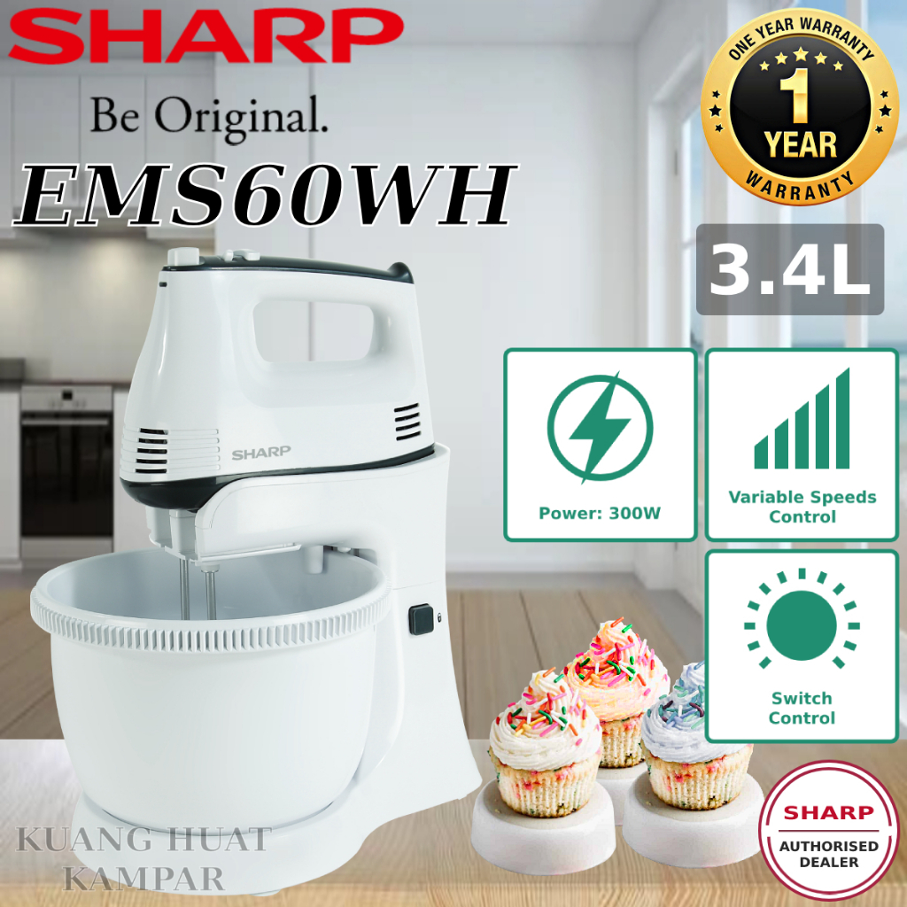 SHARP 300W STAND / HAND MIXER EMS60WH / EMS-60WH / EMS60 | Shopee Malaysia