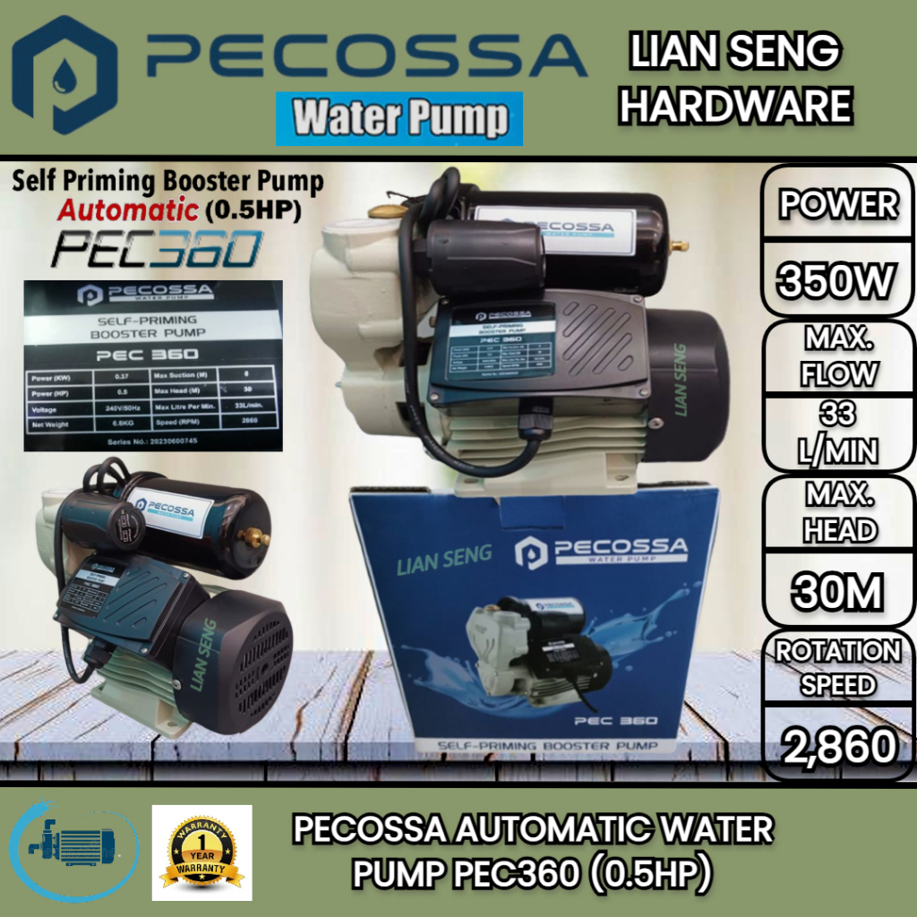 PECOSSA SELF-PRIMING WATER PUMP PEC360 (0.5HP) | Shopee Malaysia
