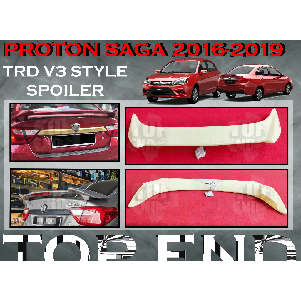PROTON SAGA VVT 2016-2019 TRD V3 STYLE REAR TRUNK SPOILER WING WITH LED ...