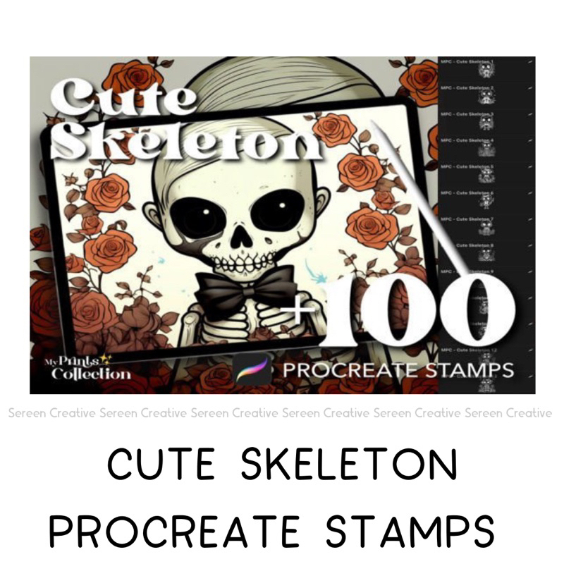 P718 Procreate Cute Skeleton Stamps | Shopee Malaysia