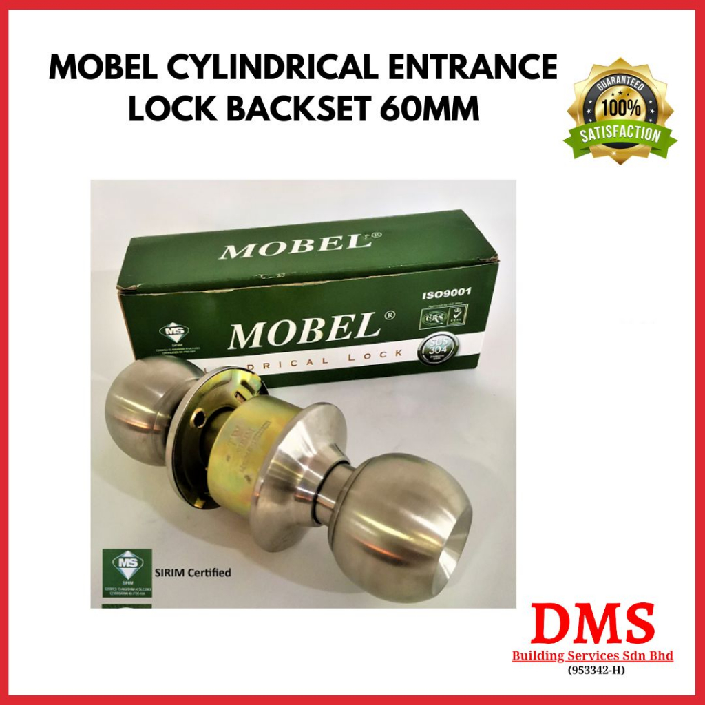 MOBEL CYLINDRICAL ENTRANCE LOCK BACKSET 60MM/Kunci Pintu/Tombol Pintu ...
