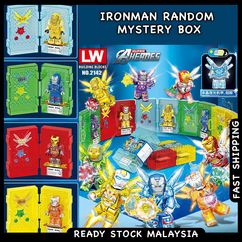 Super Heroes Iron Man Ironman Random Mystery Surprise Blind Box Block ...