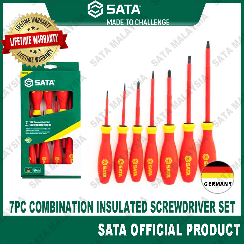 SATA 7Pc. G-Series VDE Screwdriver Set Electrician Screwdriver Set ...