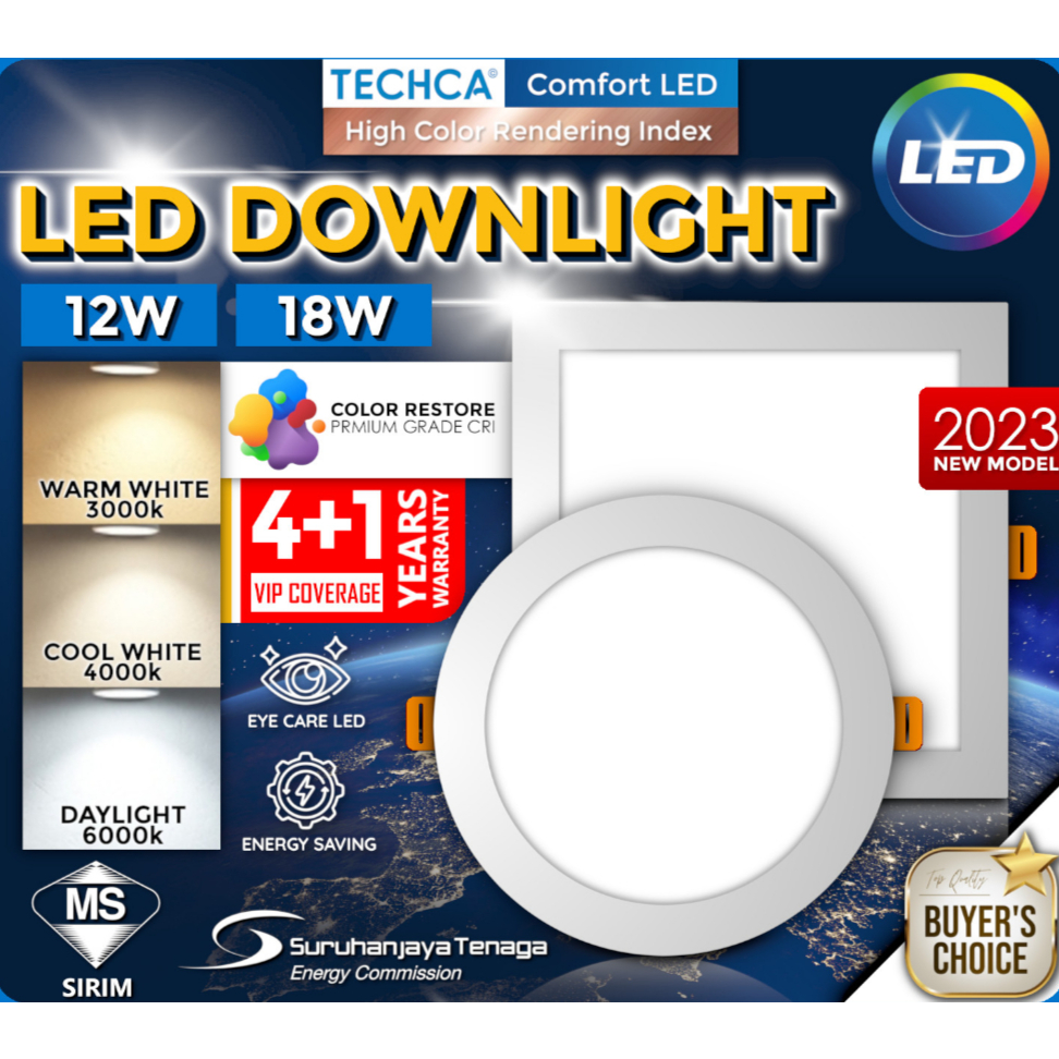 [NEW] (SIRIM) LED Downlight 4/6 Inches Round 12W 18W Recessed Ceiling ...