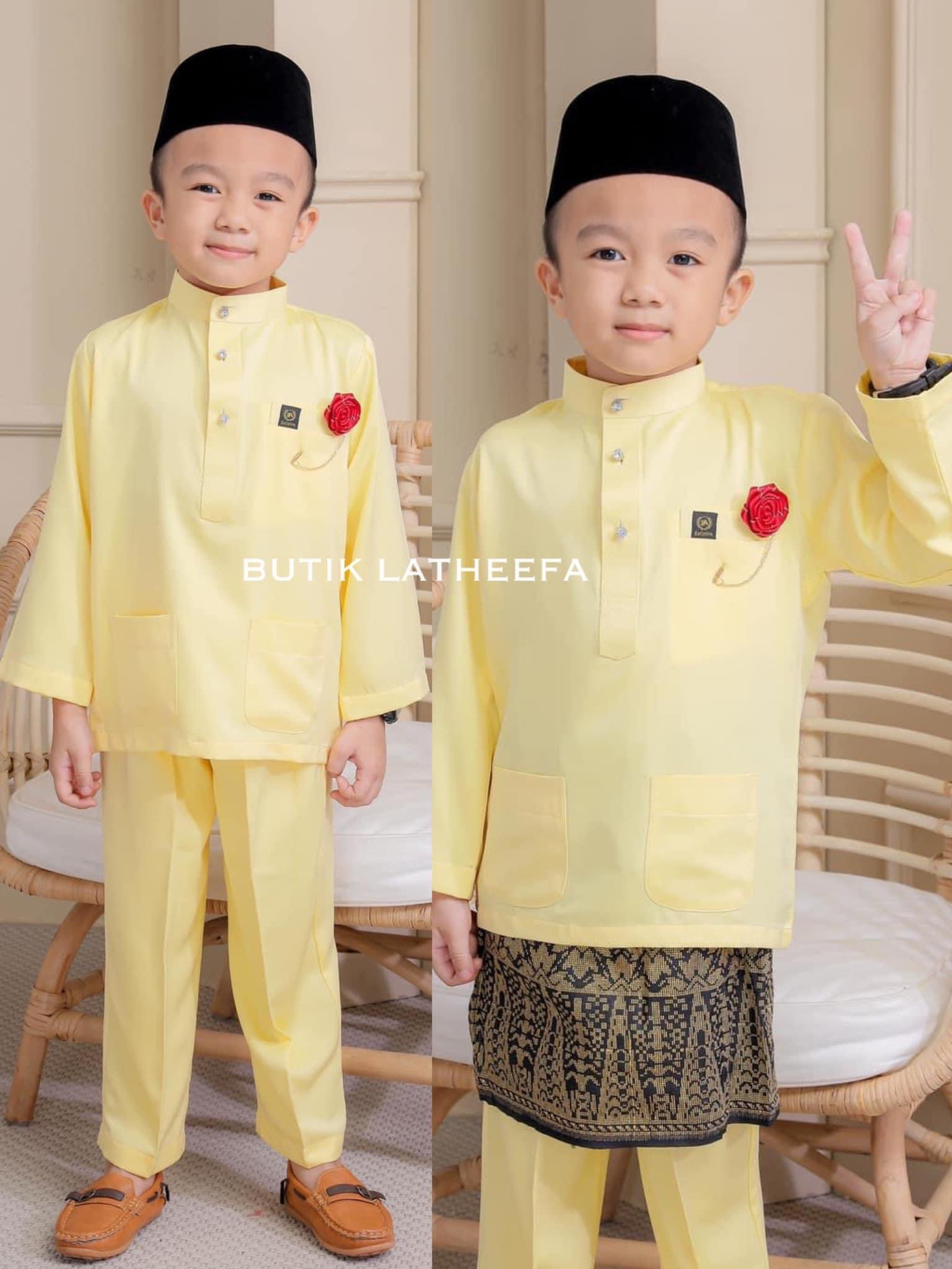 Baju Melayu Budak Lelaki / Kanak Kanak / Bayi Baby warna Kuning Muda ...
