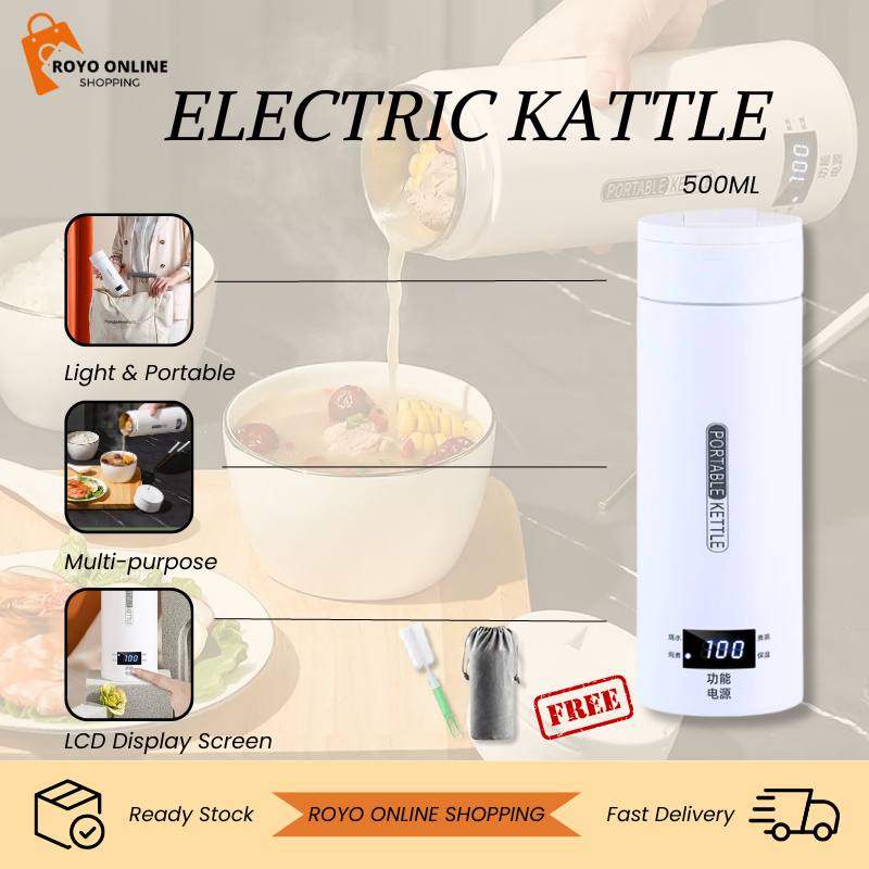 【ROYO OS】500ml Portable Electric Kettle LCD Display 4 preset ...