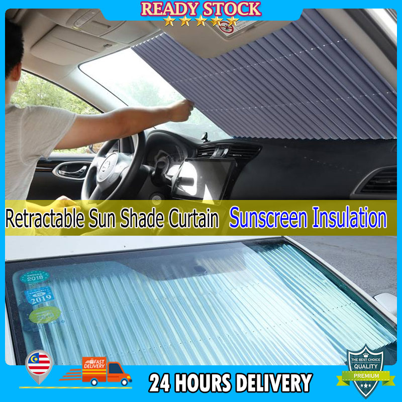 Car Shade Front Window Sunscreen Insulation Car Retractable Sun Shade ...