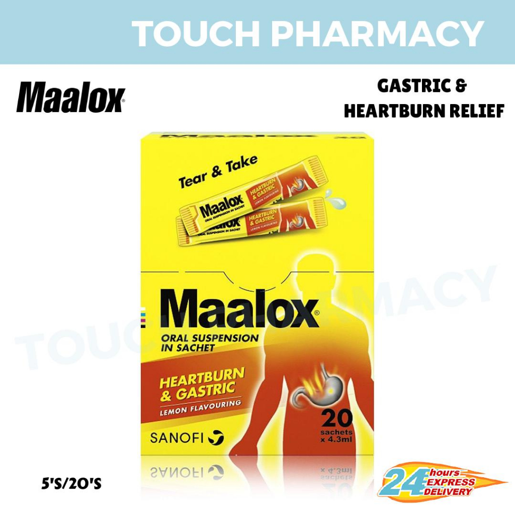 MAALOX Oral Suspension Gastric and Heartburn Relief Sachet (4.3ml x 20 ...