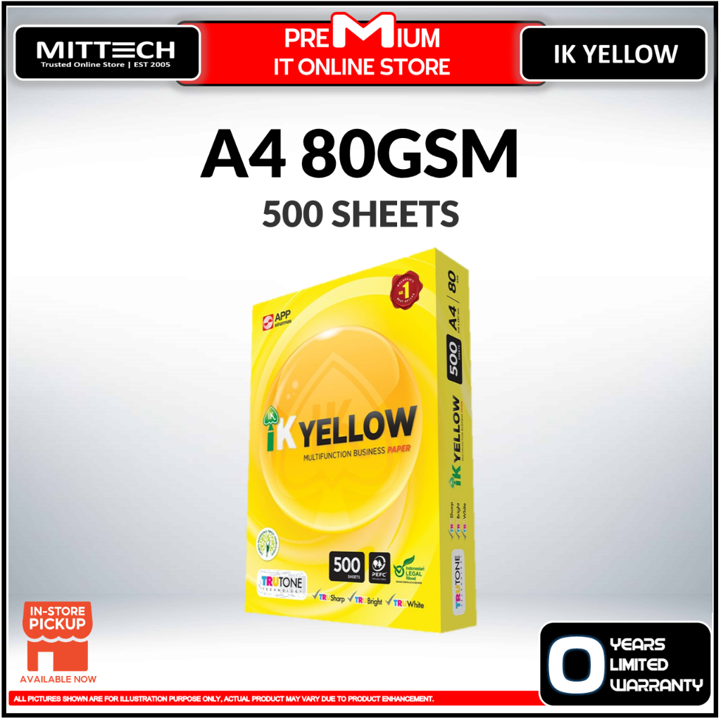 IK Yellow 500s 80gsm A4 Paper 1 Ream (500 sheets/ream) | Shopee Malaysia