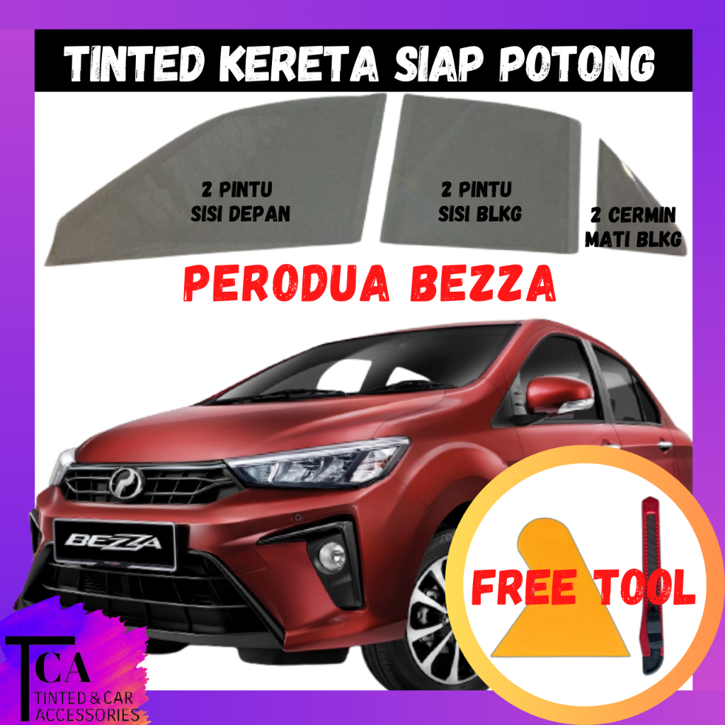 PERODUA BEZZA 4 Pintu Siap Potong Tinted Hitam UV (Gelap 30% 50% 65% 80 ...