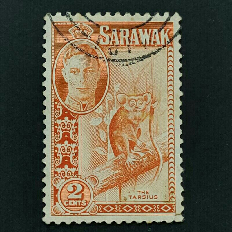 1950-1952 Stamp Sarawak-Unique Used Stamp-2c red-orange King George VI ...