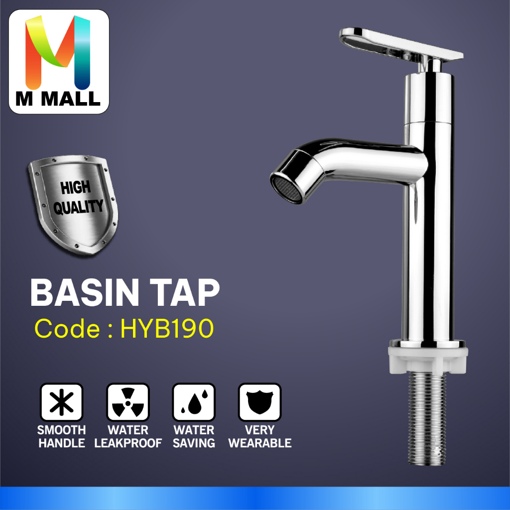 M MALL BASIN WATER TAP Quater Turn Bathroom Faucet Paip Sinki (HYB190 ...