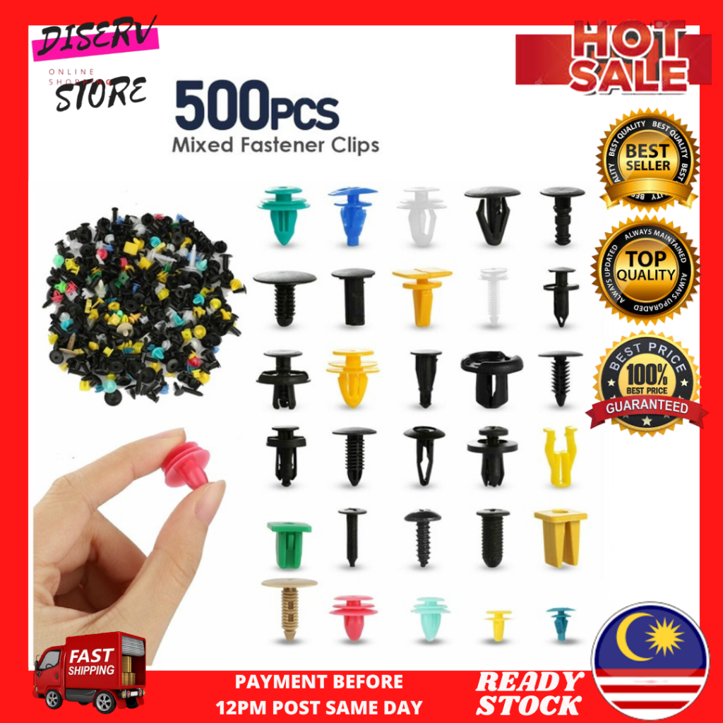 500 Pcs Mixed Auto Car Fastener Clip Bumper Fender Plastic Trim Door ...