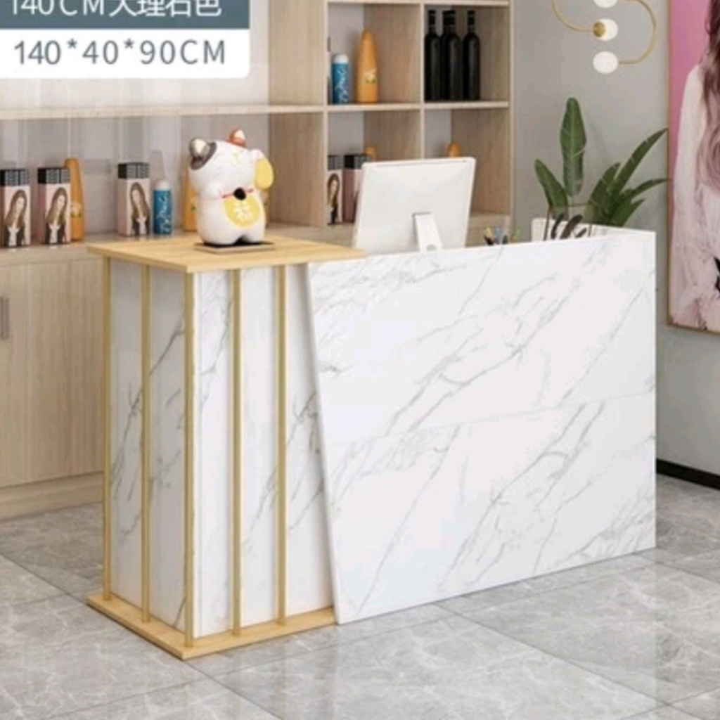 White counter table, cashier table, meja cashier butik restoran, office ...