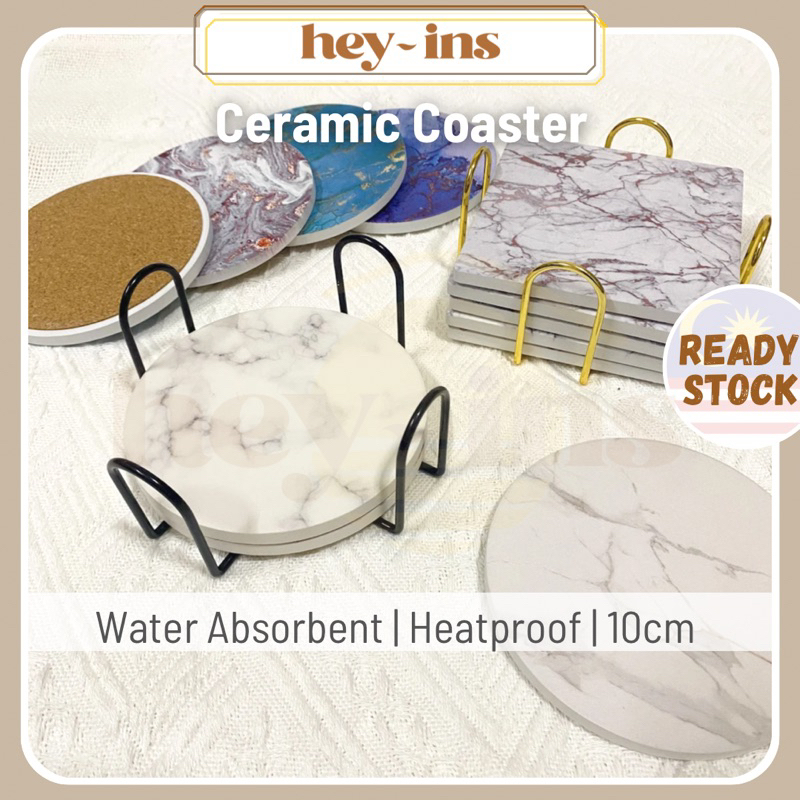 Marbel Pattern Water Absorbent Ceramic Mug Coaster Nordic Style With ...