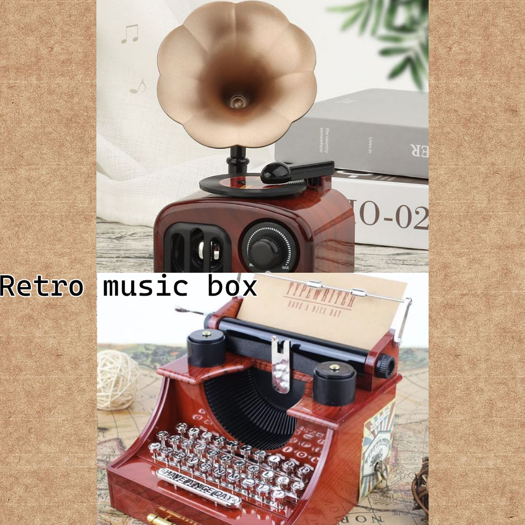 Vintage MUSIC BOX Phonograph Music box Turntables Music box Typewriter ...