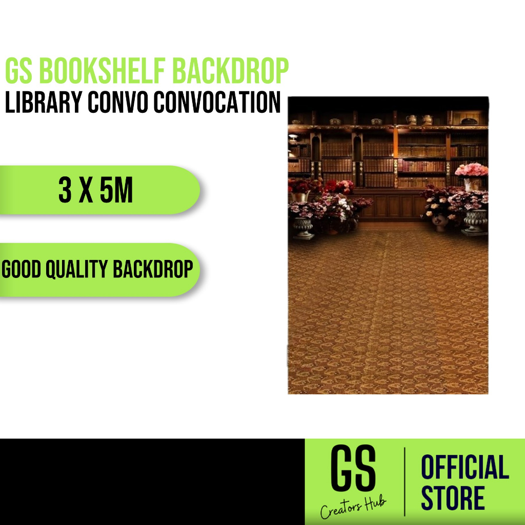 GS Bookshelf Theme Library Convo Convocation Backdrop (3 x 5M) | Latar ...