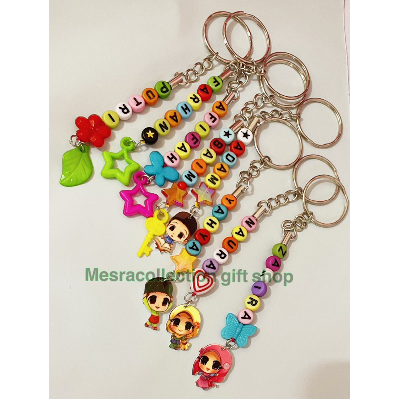Keychain nama custom made handmade manik beads | Shopee Malaysia