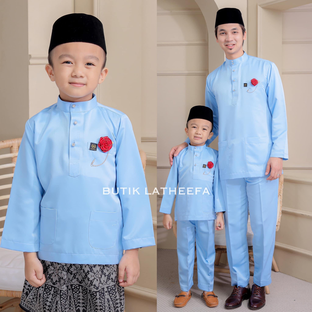 BAJU MELAYU AYAH ANAK BIRU LEMBUT DUSTY BLUE BABY BLUE SOFT BLUE BAJU ...