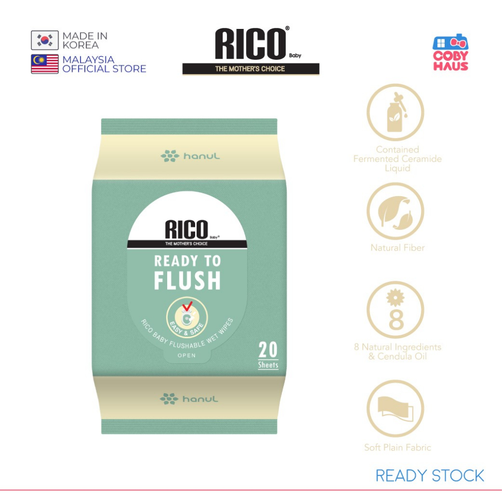 [Rico] Baby Flushable Wet Wipes 20 Sheet | Shopee Malaysia
