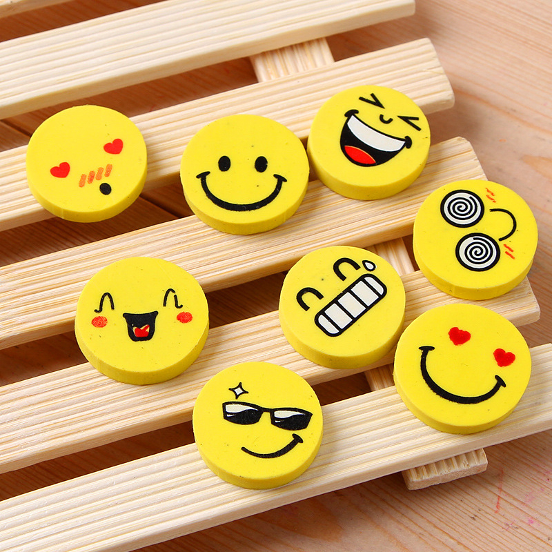 (2.5cm)(Random) Cute Emoji Rubber, Smile Face Emoji Eraser for Kid ...