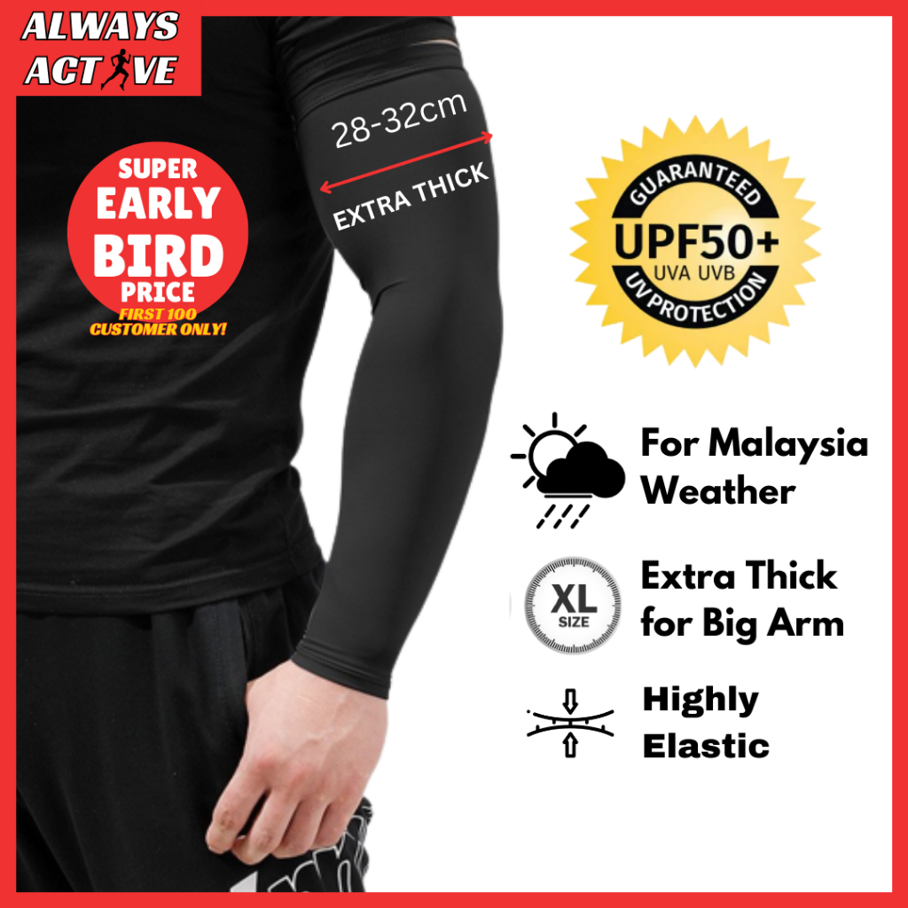 (1 Pair) PREMIUM Extra Big Arm Sleeve (28-32cm) Sarung Lengan Muslimah ...