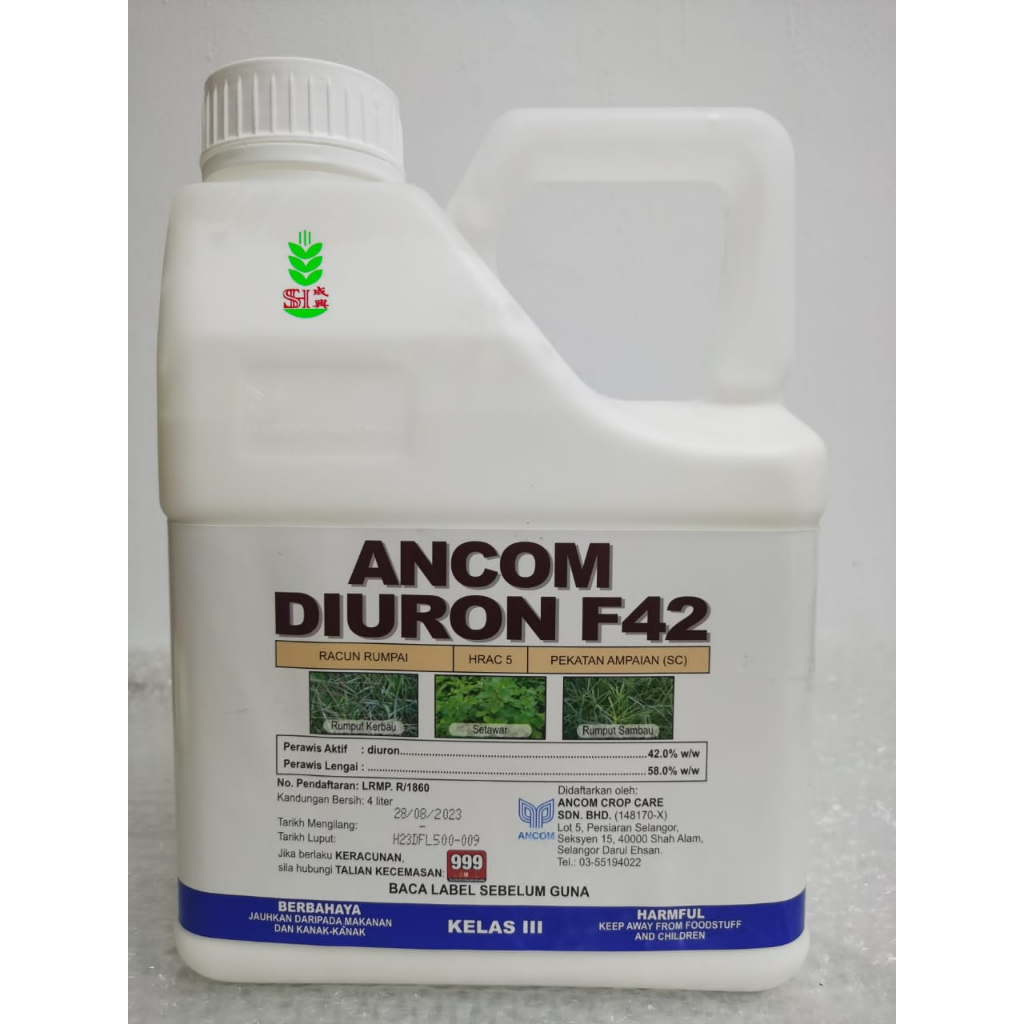 4L Ancom Diuron F42 diuron 42.0% / Racun Rumput Sambau Darat / Rumput ...