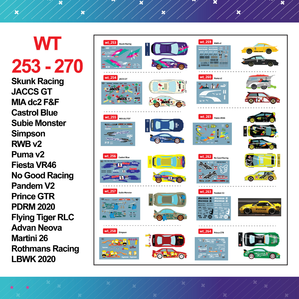 Water Slide Decal wt 253 - 270 HotWheels | SKUNK JACCS MIA SUBIE ...