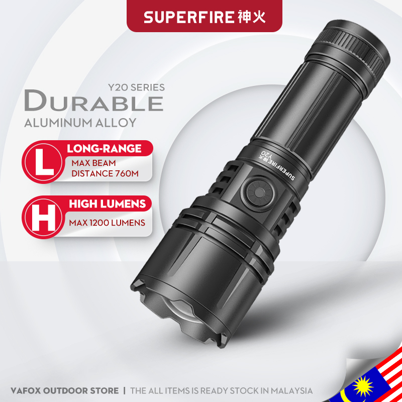 Superfire Y20 Lampu Suluh Jarak Juah 760meter Rechargeable Torchlight Telescopic Zoomable 4 ...