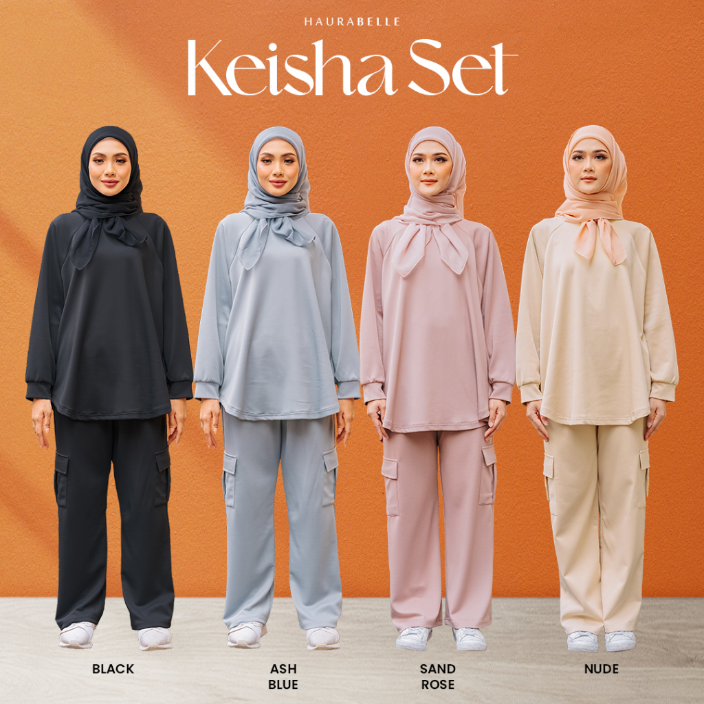 Keisha Set Haurabelle Blouse Women with Pants Ironless Ready Stock | Shopee Malaysia