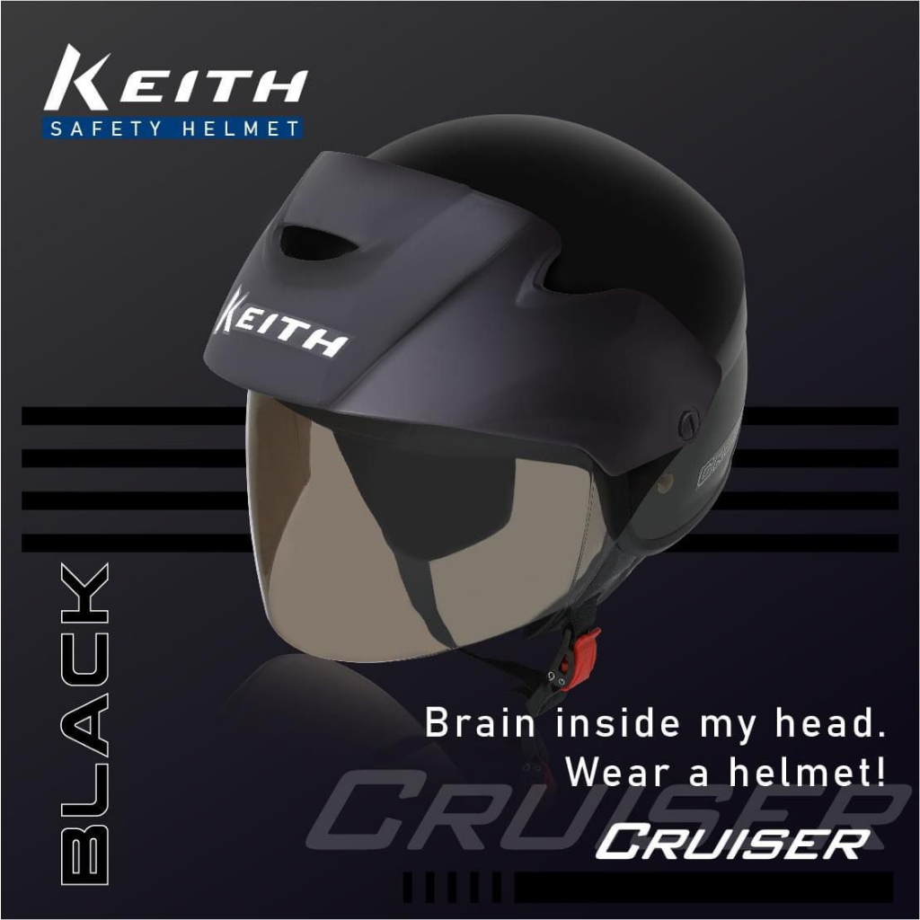 KEITH Cruiser V3 Half Helmet with Smoke Visor - SIRIM Certified ...