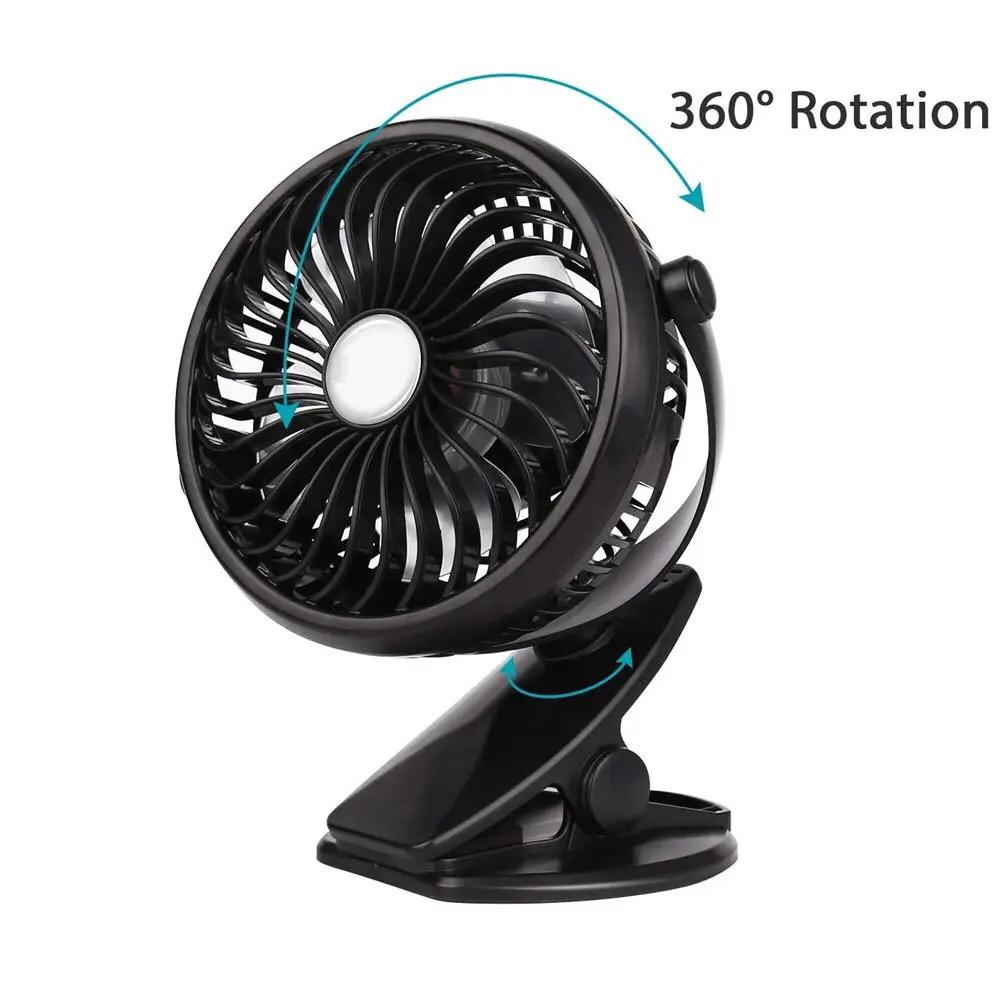 Portable Clip on Fan , Small USB Desk Fan, 3 Speed Rechargeable Mini ...