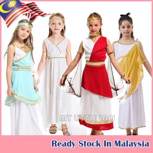 Greek Roman Princess Goddess Venus Athena Costume Kids Halloween Dress ...