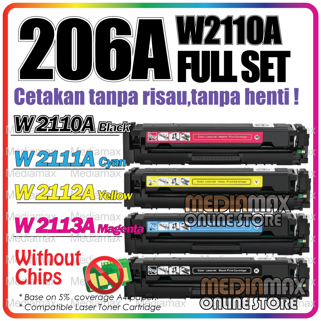FULL SET Compatible HP 206A W2110A W2111A W2112A W2113A With HP Color ...