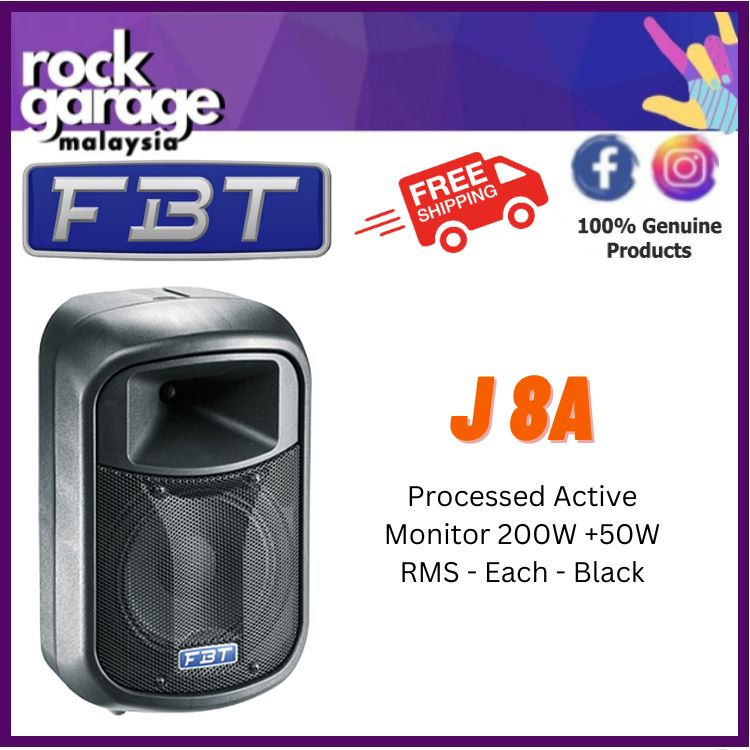 FBT J 8A Processed Active Monitor 200W +50W RMS - Each/Pair - Black ( J ...